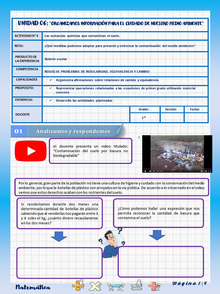 Act 4 Mat 2° Sem 4 Unid 06 | PDF | El plastico | Residuos