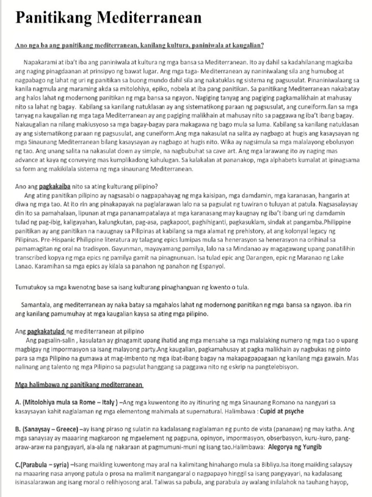 Panitikan Meditterean Ver1 | PDF