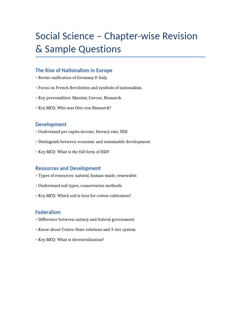 Social Science Revision Tips | PDF