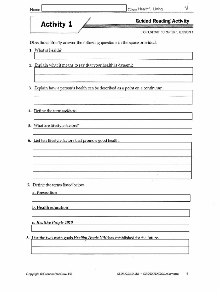 Health Unit 1 Packet | PDF