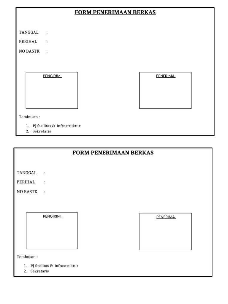 Form Penerimaan Berkas | PDF