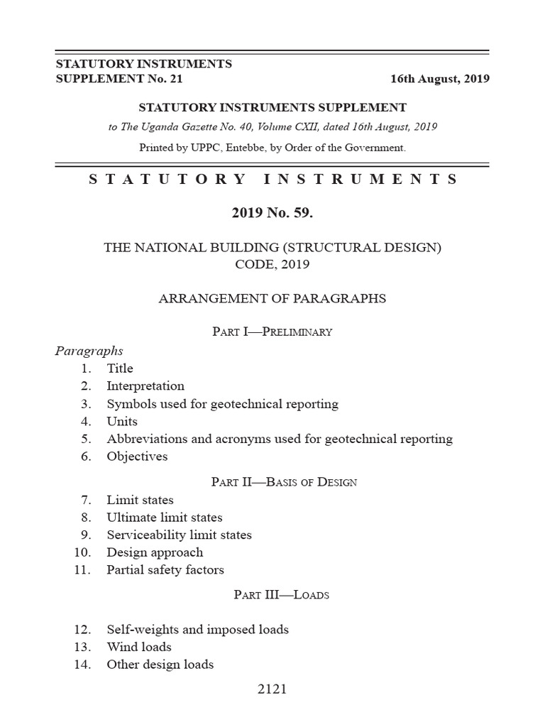 Building Control (Structural Design) Code, 2019 To Print | PDF | Deep ...
