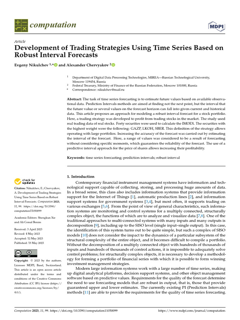 Development of Trading Strategies Using Time Series Based On | PDF ...