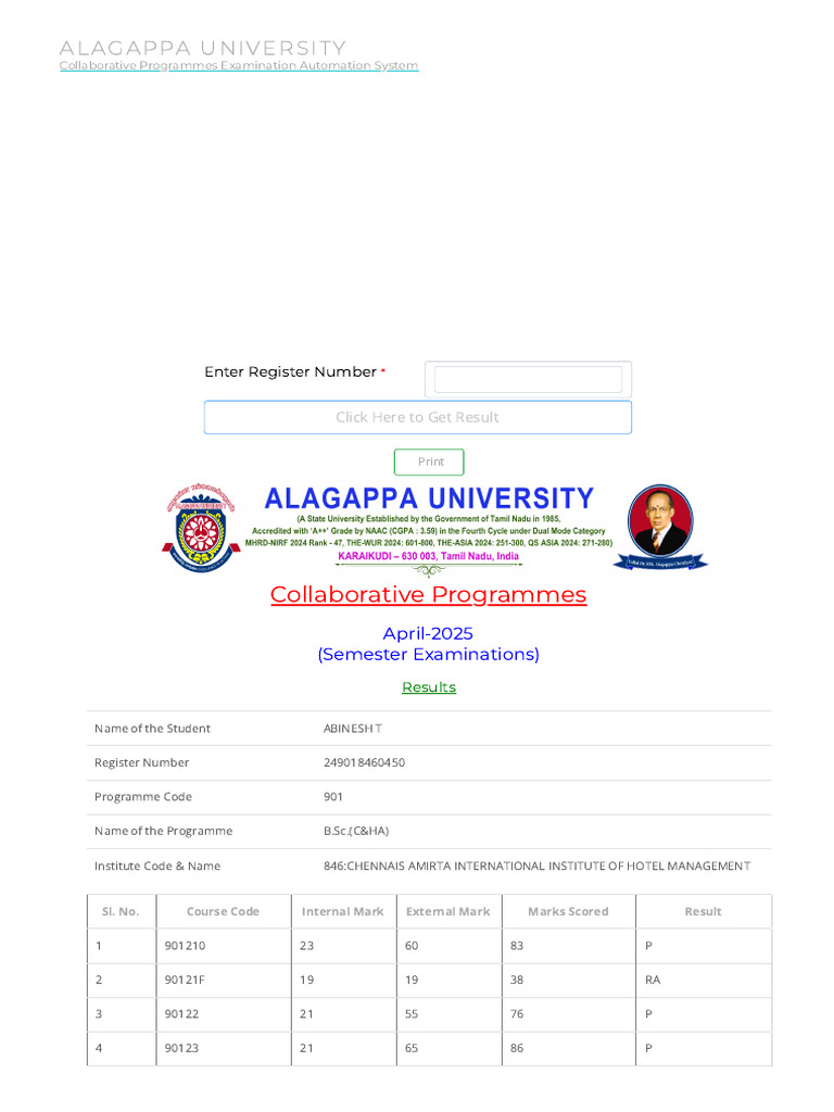Alagappa University - Collaborative Programmes Examination Automation System | PDF