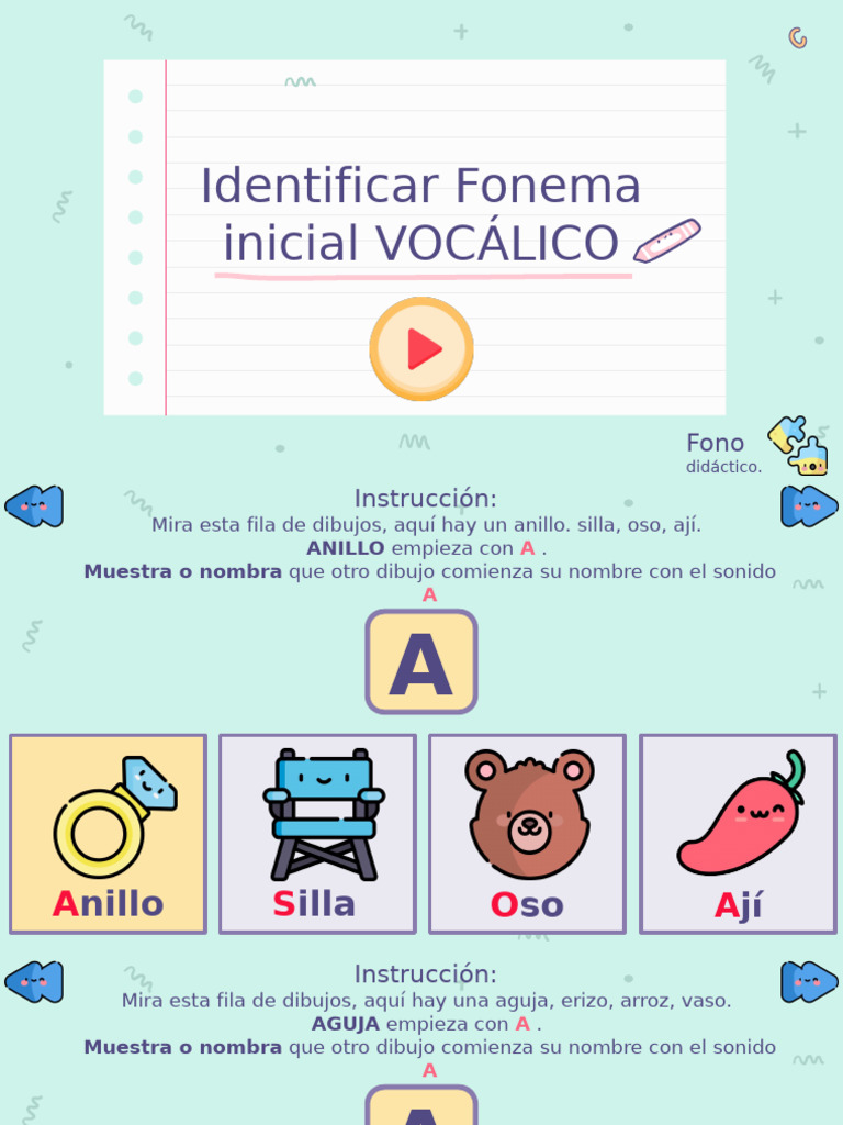 Fonemas Iniciales en Dibujo Infantil | PDF