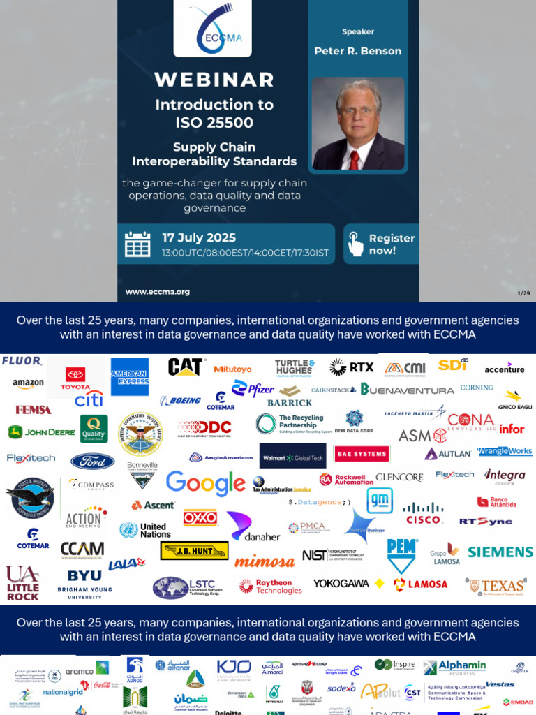 July 2025 ECCMA Webinar Introduction To ISO 25500 Supply Chain Interoperability Standards | PDF ...