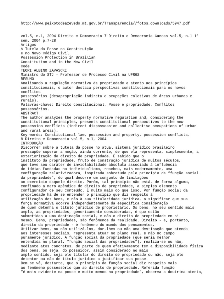 A Tutela Da Posse Na Constituição | PDF | Propriedade privada | Usucapião