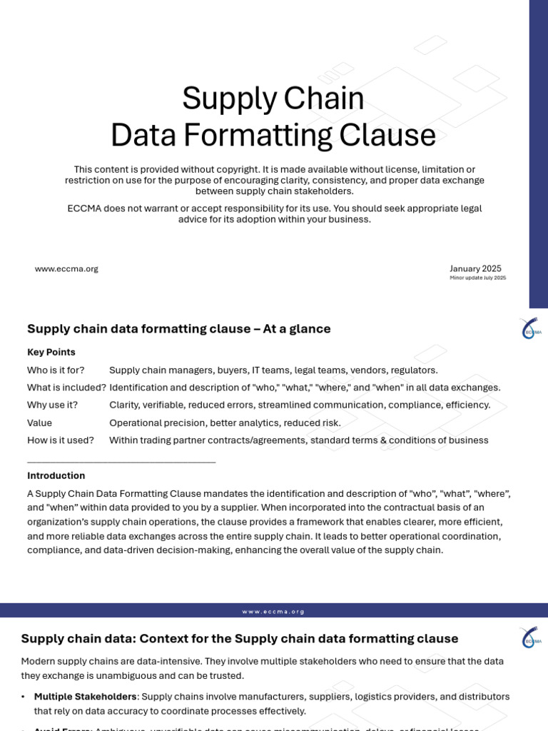 Supply Chain Data Formatting Clause | PDF | Supply Chain | Regulatory ...