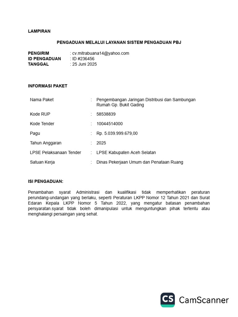 Uraian Pengaduan Dan Bukti Dukung | PDF