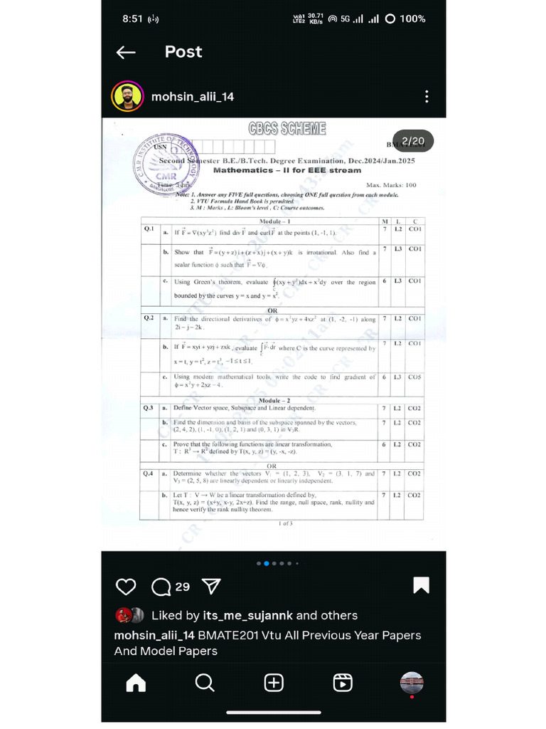 Maths 2 Model Question Paper | PDF