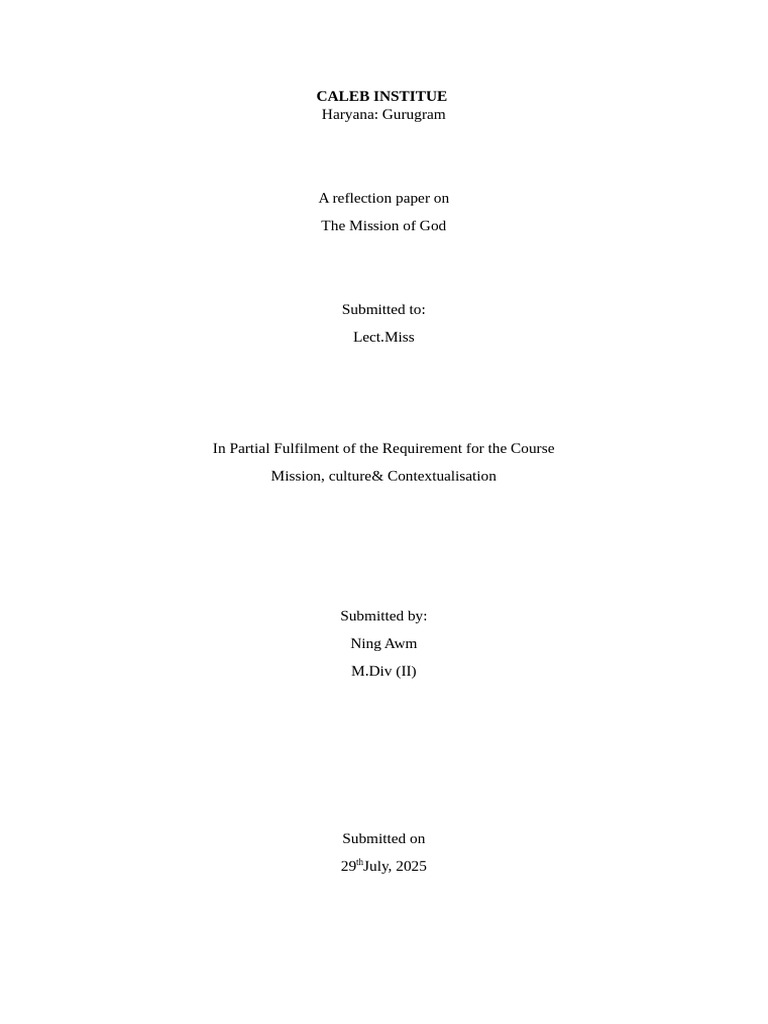 Cover Pages For Reflection Paper | PDF