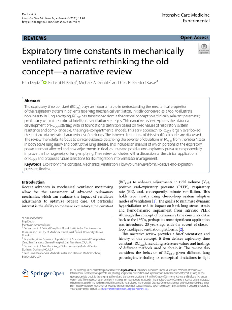 Expiratory Time Constants in MV Patients | PDF | Exhalation | Chronic ...