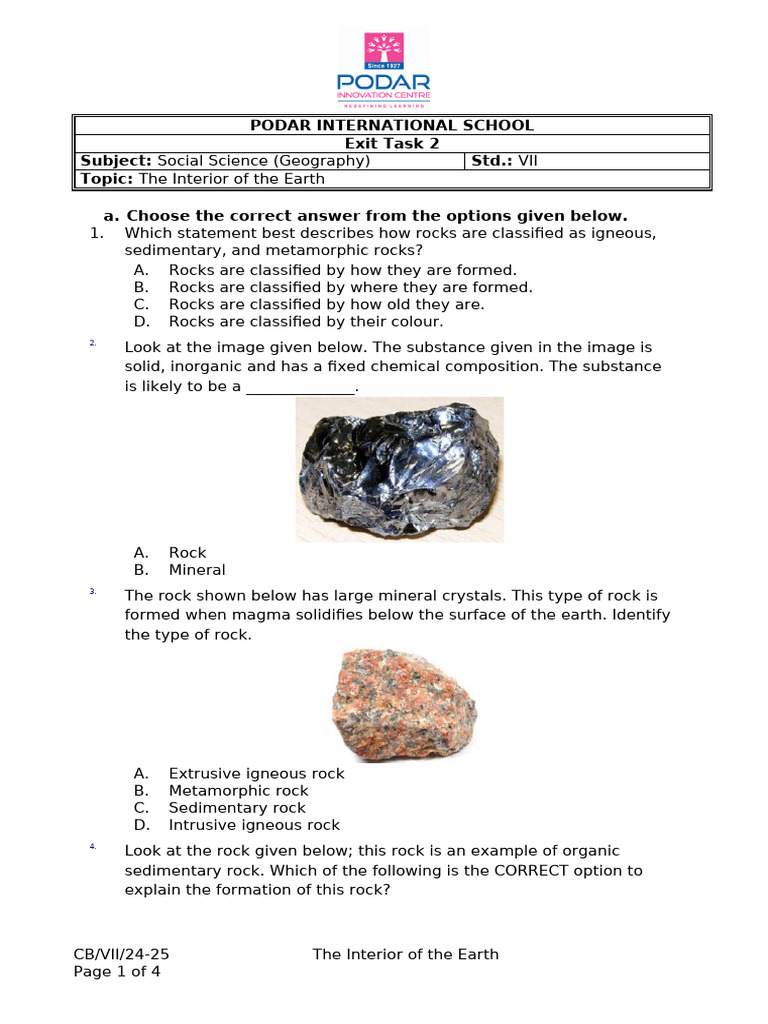 1750412670923.exit Task 2 The Interior of The Earth CH 2 SSC VII CB | PDF | Rock (Geology ...