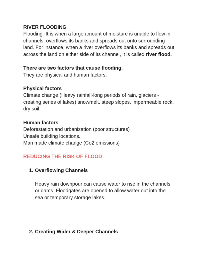 River Flooding Yr 7 Geo Notes | PDF | Flood | Human Migration