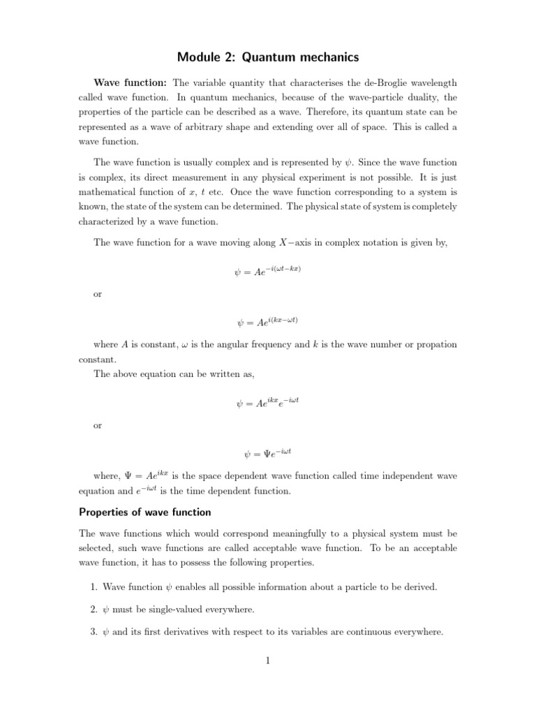 Module 2 Quantum Mechanics-02 | PDF | Wave Function | Waves
