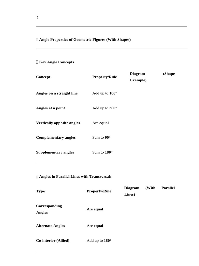 Angle Properties of Geometric Shapes | PDF | Triangle | Euclidean Plane ...