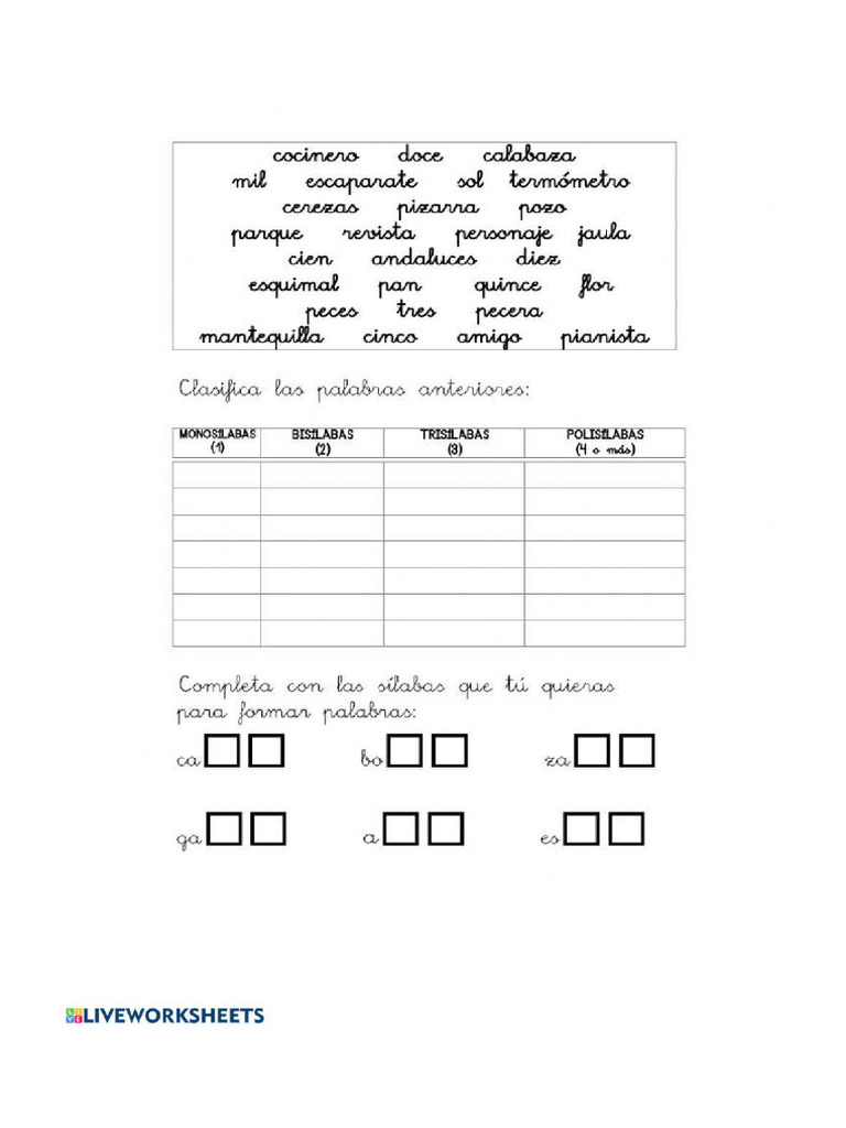 Clasificación de Silabas | PDF