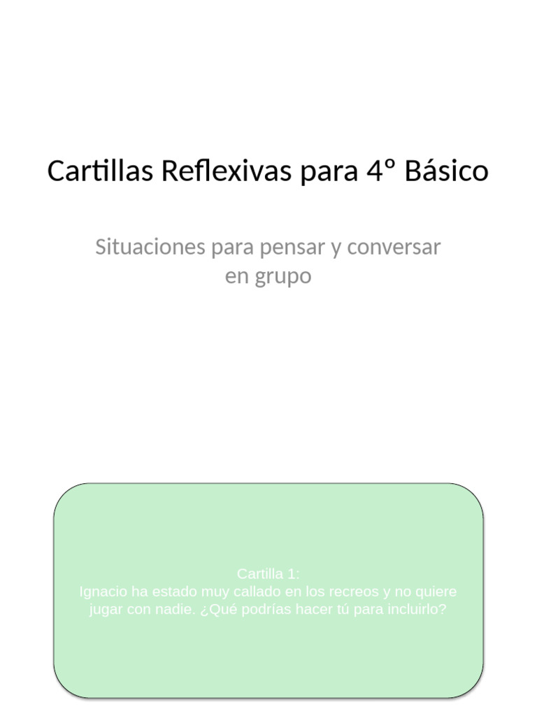 Cartillas Reflexivas 4to Basico | PDF