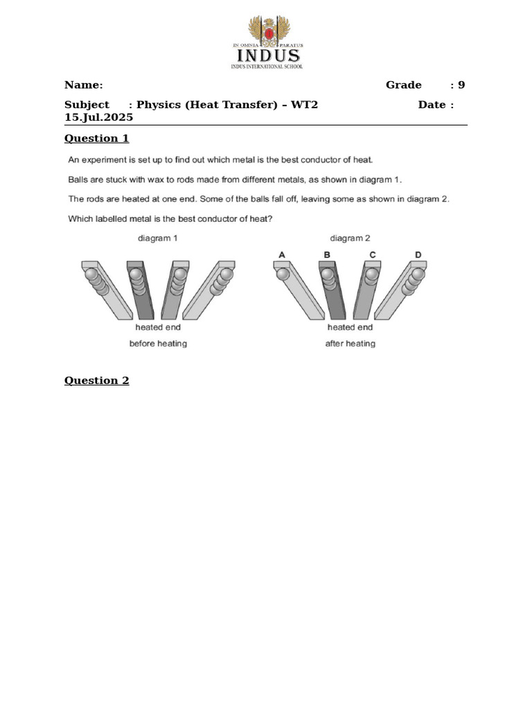 RCA - WT2 - Thermal Phy - 15july | PDF
