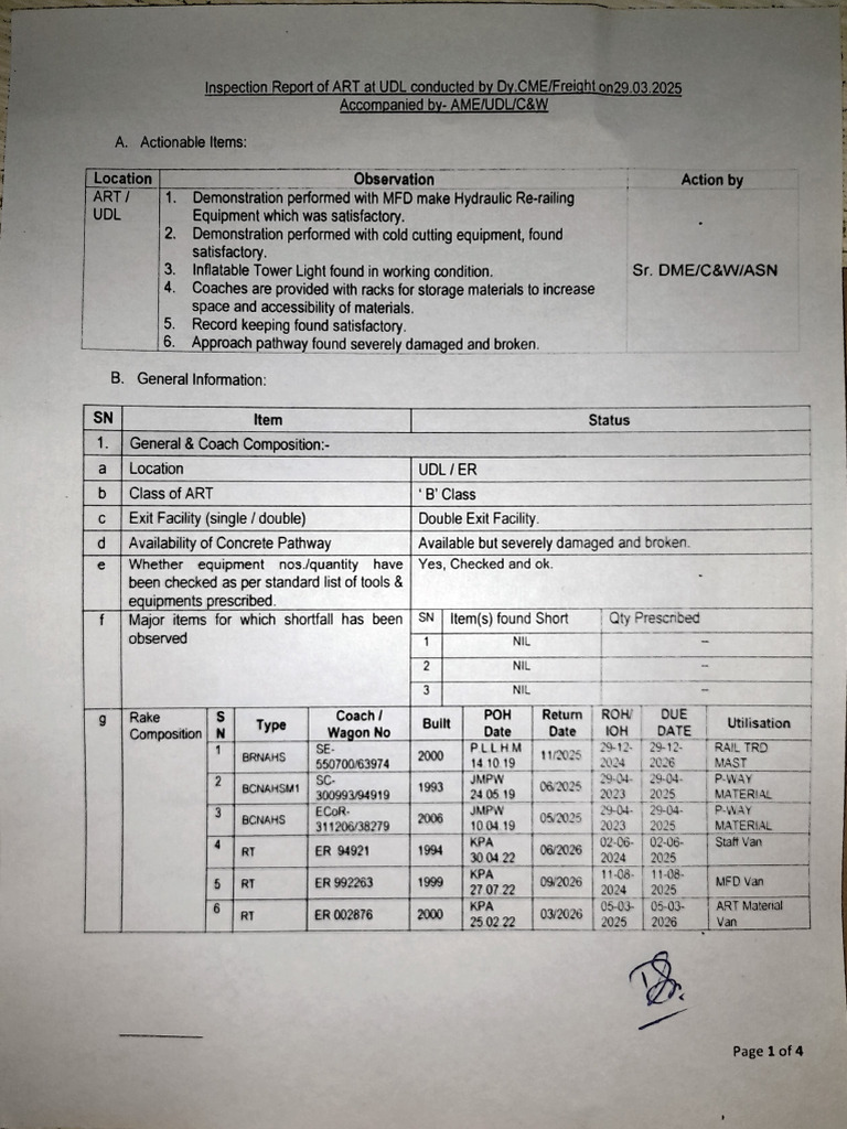 ART UDL Inspection Dy CME Freight | PDF