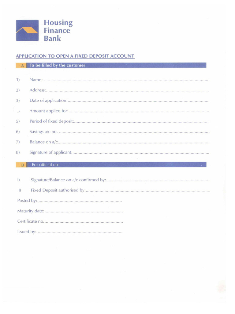 Fixed Deposit Form | PDF