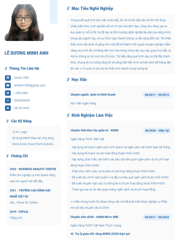 Le Duong Minh Anh - CV | PDF