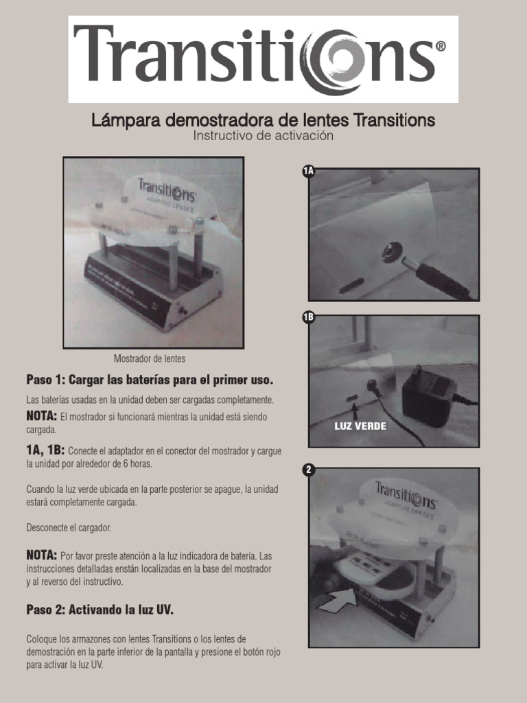 Instrucciones para Lámpara Transitions | PDF | Diodo emisor de luz ...