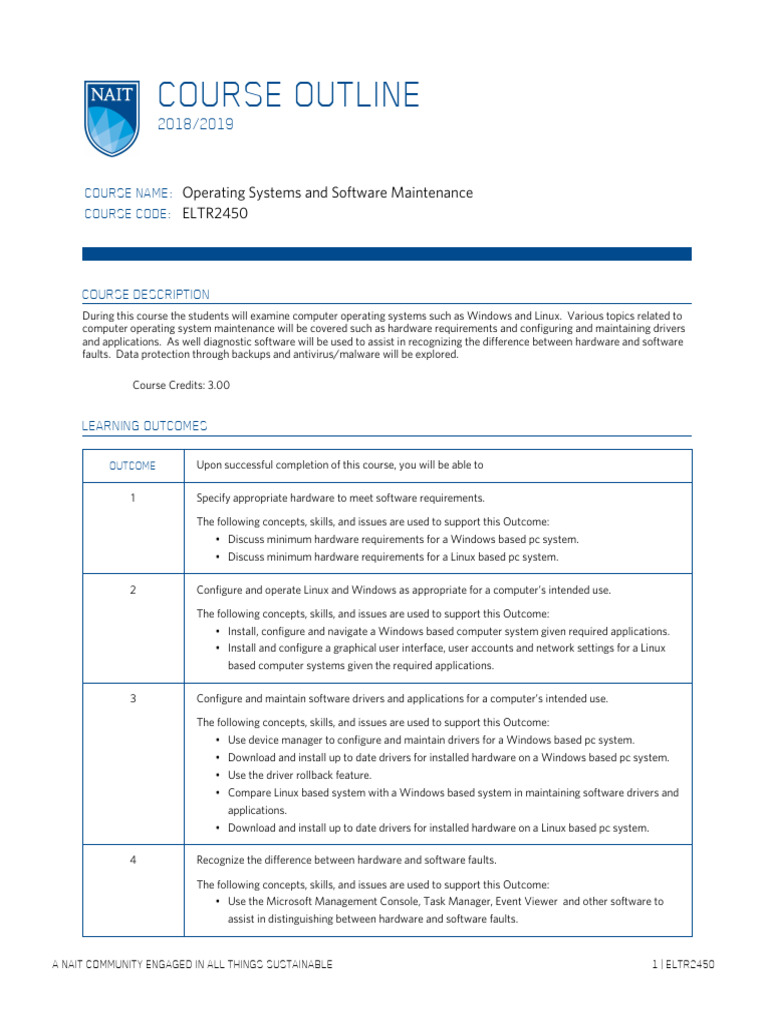 Course Outline ELTR2450 - 2018 | PDF | Microsoft Windows | Personal ...