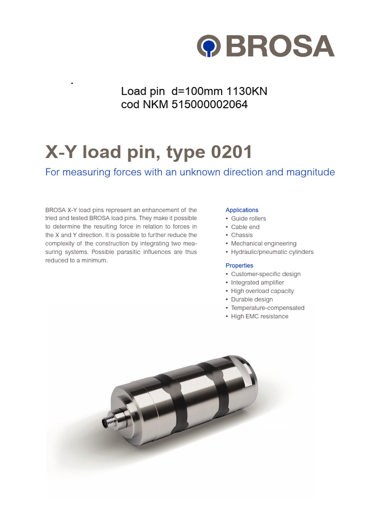 BROSA X-Y Load Pin Specifications | PDF | Electronics | Electrical ...