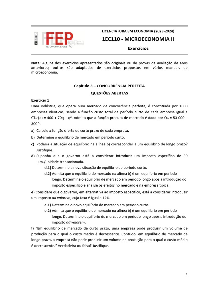 Sebenta -3_2023_2024 | PDF | Oferta e procura | Demanda
