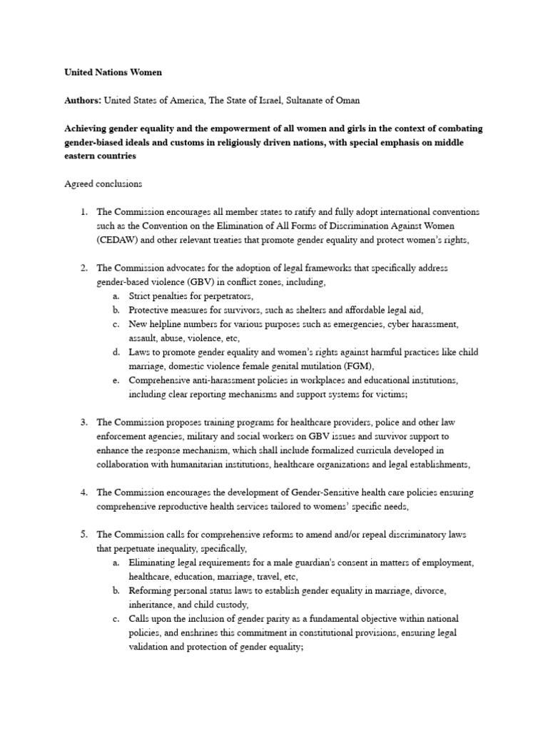 Unw Agreed Conclusion Vmemun 2024 | PDF | Gender Equality | Gender Studies