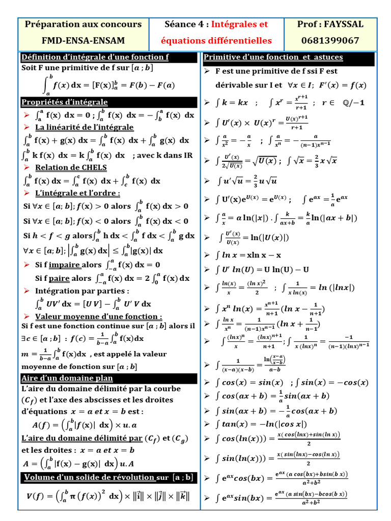 Intégrales et Équations Différentielles | PDF | Intégral | Nombre réel