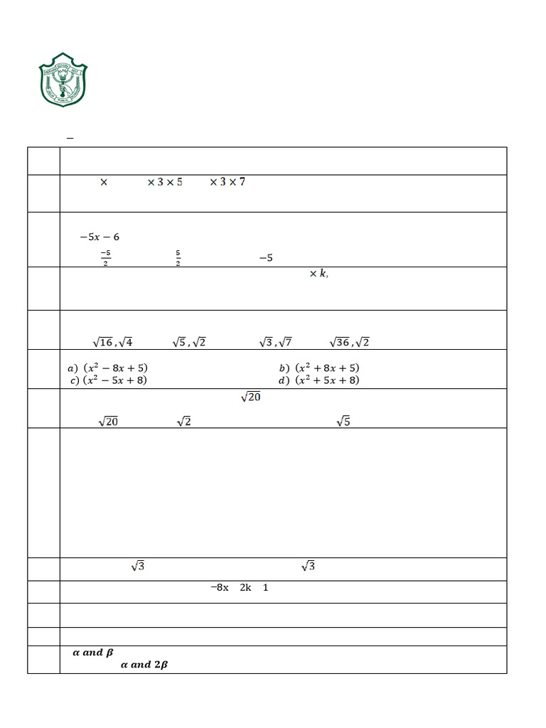 Revision Worksheet Class 10 - 2025 | PDF | Numbers | Polynomial