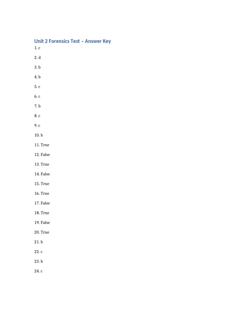 Forensics Unit 2 Test Answer Key | PDF