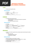 CER Sentence Starters | PDF