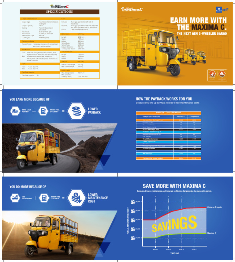 Bajaj Maxima Cargo Petrol Brochure | PDF | Transport | Automotive Industry
