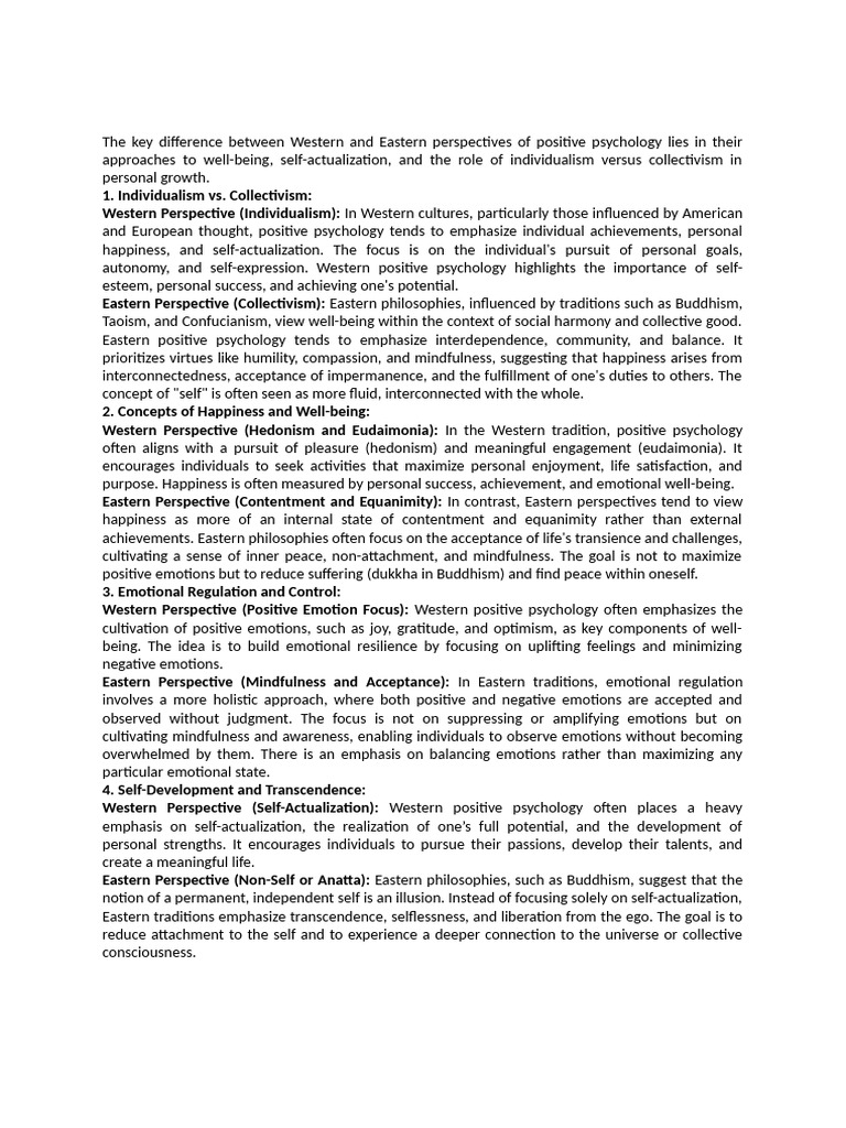 Eastern vs. Western Positive Psychology | PDF | Happiness | Positive ...
