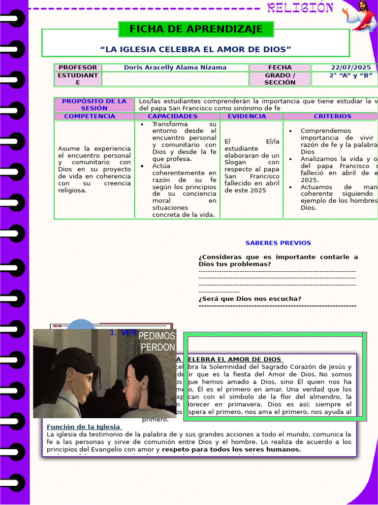 2° Religión - Ficha de Aprendizaje Sem4 | PDF | Amor | Fe