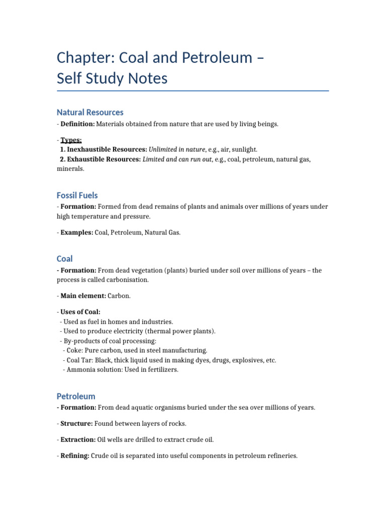 Coal and Petroleum Notes | PDF | Petroleum | Fuels
