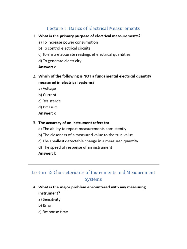Measurments Theorical MCQ Lec1-5 | PDF | Observational Error | Accuracy And Precision