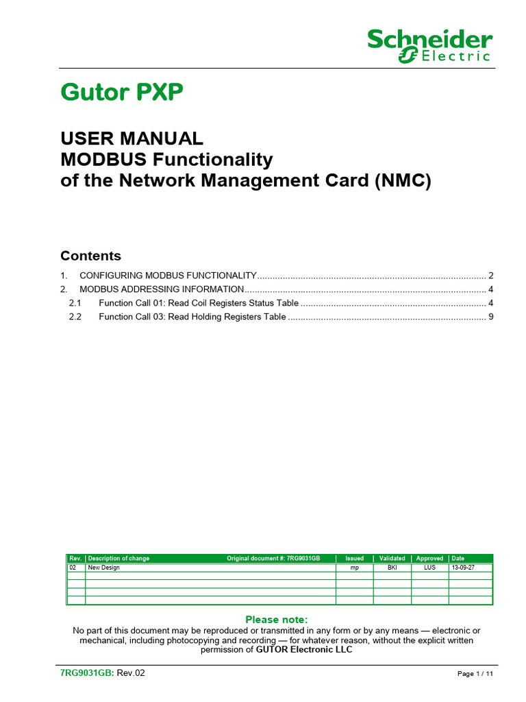 1 - PXP Modbus 1 | PDF