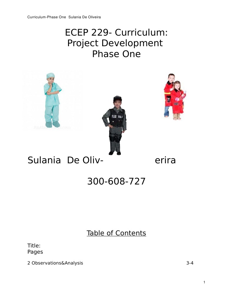 ECEP 229-Curriculum: Project Development Phase One: Title: Pages | PDF