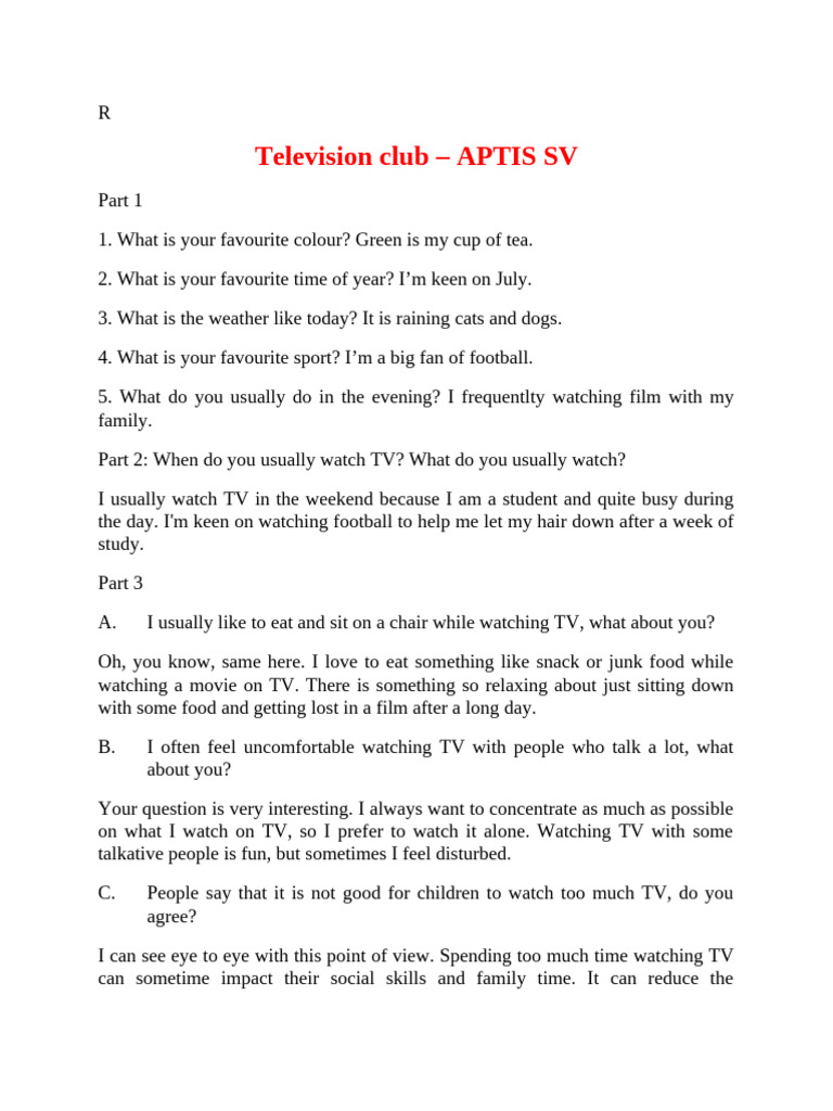 Television Club Bài Làm | PDF