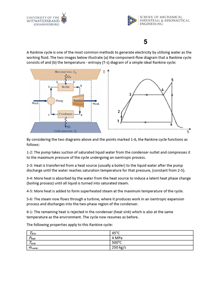 Rankine Cycle Assignment Brief 2025 | PDF | Steam | Physical Sciences