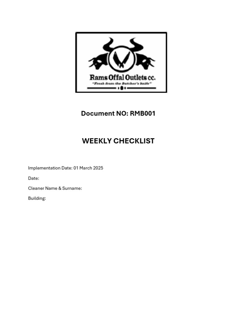 Weekly Checklist | PDF