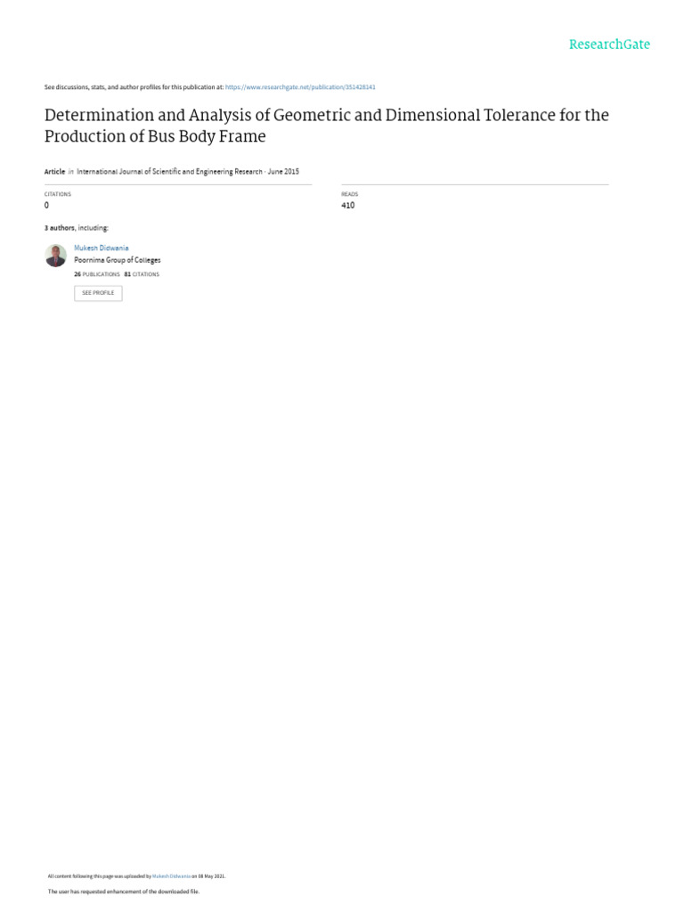 10.IJSER Determination and Analysis of Geometric and Dimensional Tolerance For The Production of ...