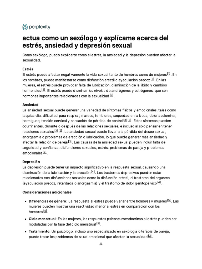 Actua Como Un Sexólogo y Explícame Acerca Del Estr | PDF | Estrés (biología) | La sexualidad humana