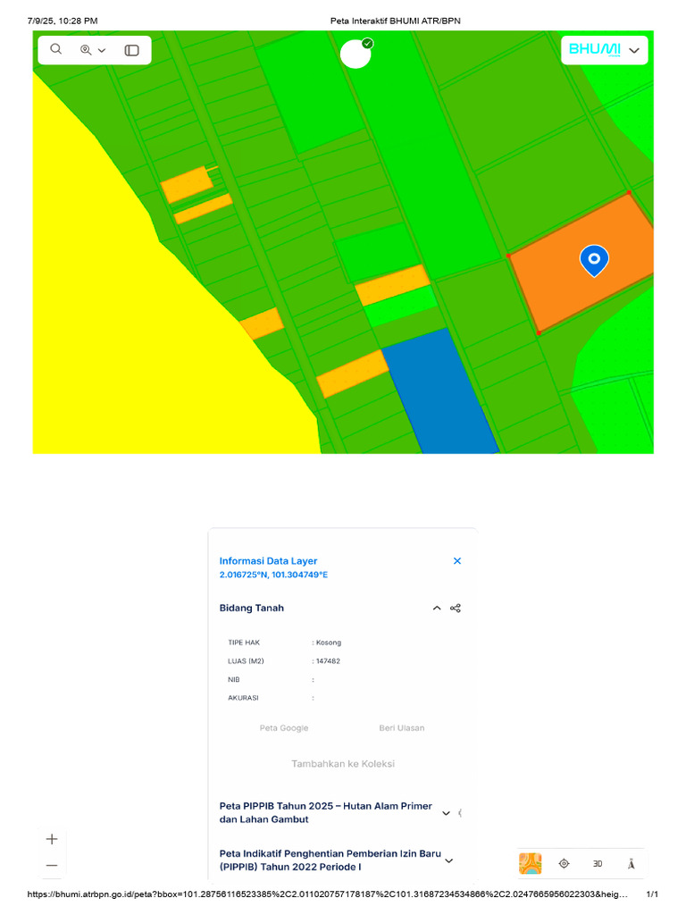 Peta Interaktif Bhumi Atr - BPN 2.0167 | PDF