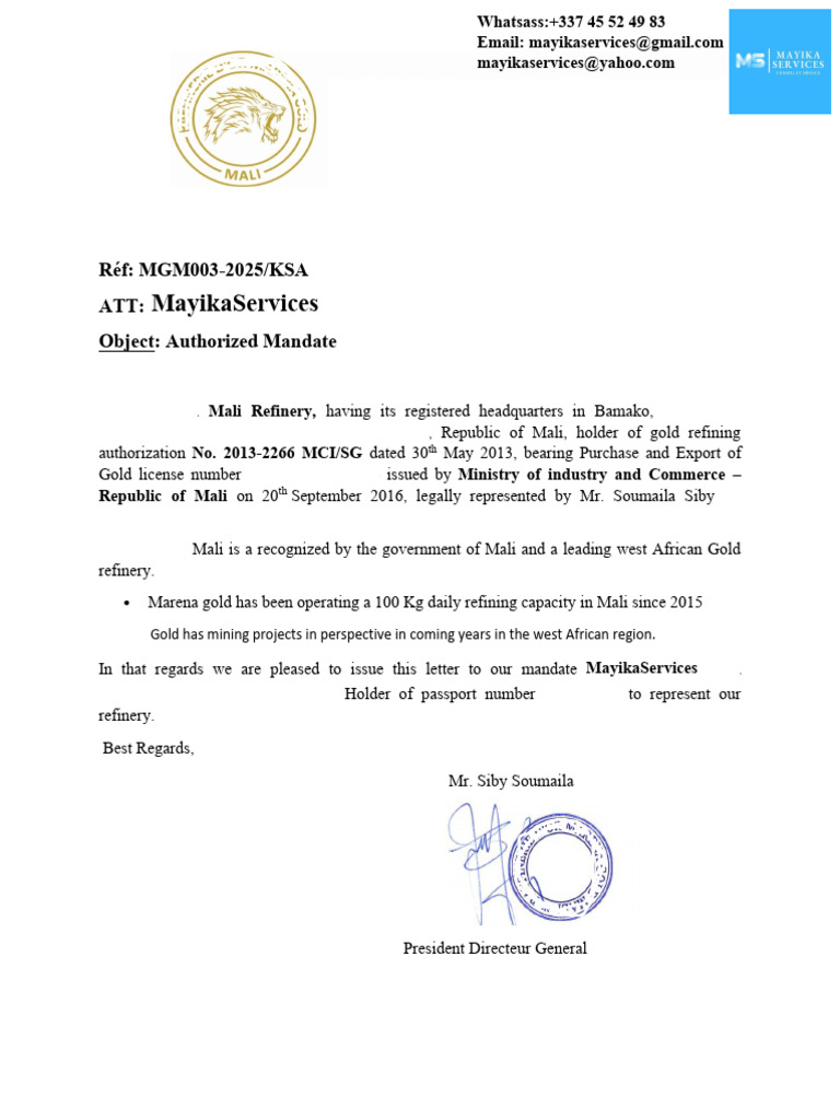 Sales Representative of Gold Refineries | PDF