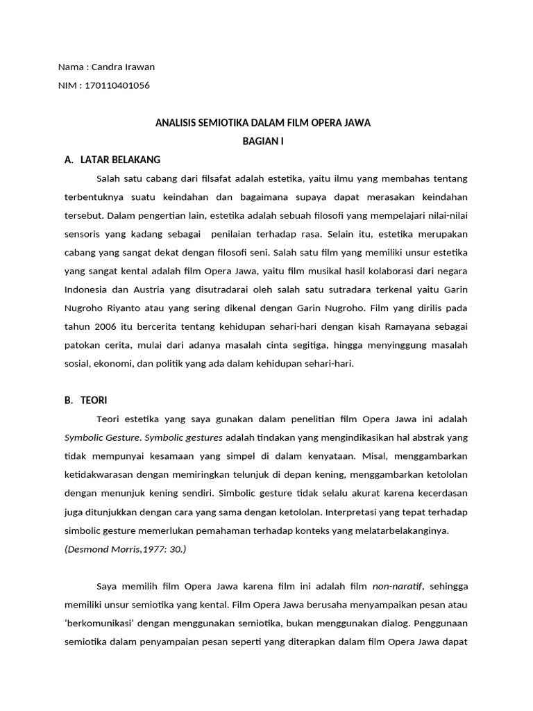 Analisis Semiotika Film Opera Jawa | PDF